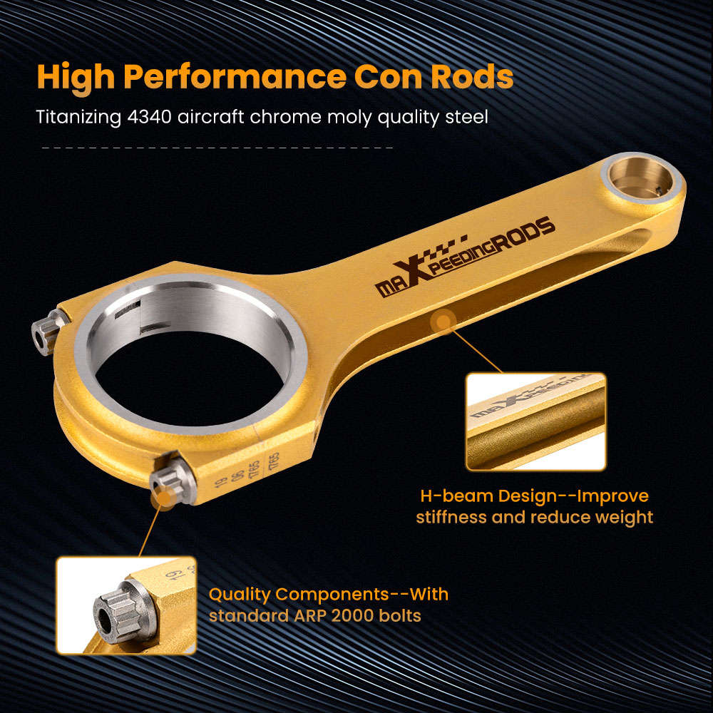 4340 EN24 Forged Steel H-Beam Conrod connecting rods compatible for ...
