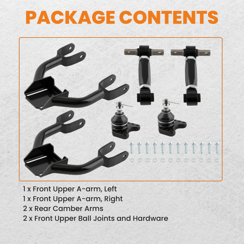 4x Front Upper A-Arms + Rear Camber Control Arms Kit compatible for ...