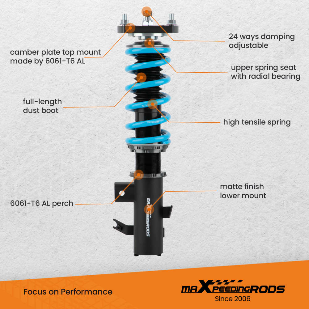 24 Way Coilovers Kit compatible for Honda Civic 2012-2015 Si 12-13 Only Adj Height Shocks ...