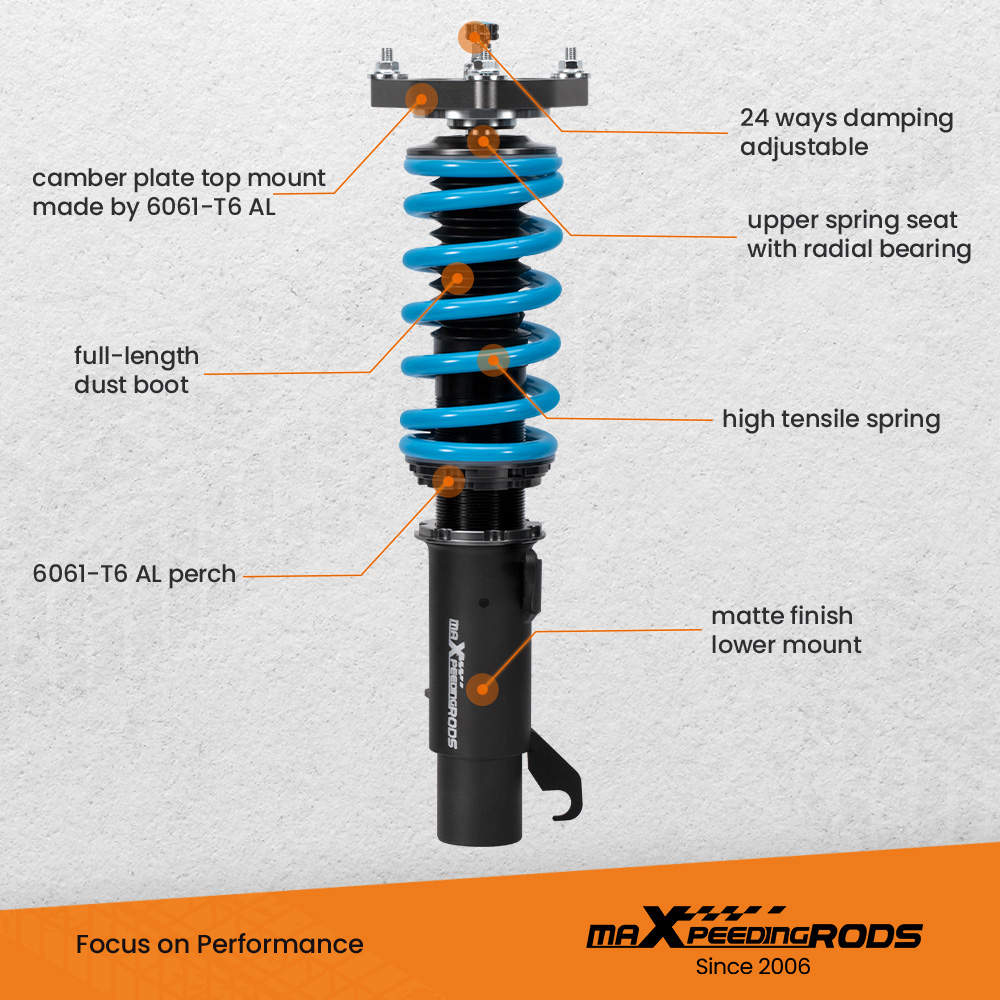 MaXpeedingrods 24-WAY COILOVERS HEIGHT ADJUSTABLE Compatible for Ford Focus MK3 2011-2017 ...