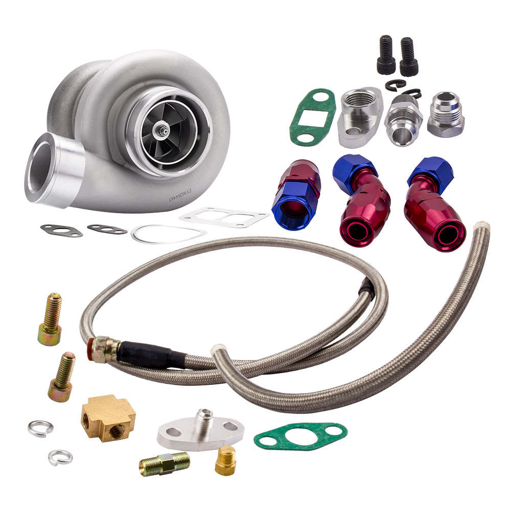 Turbo for Gt45 Turbocharger+oil Feed Line+oil Drain Return Line T4 4 ...