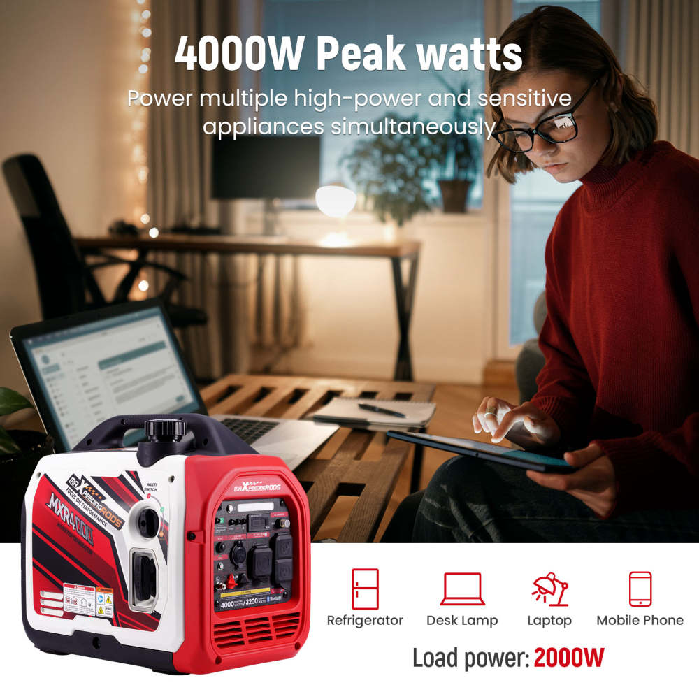 4000 Watt Portable Inverter Generator Gas Powered for Camping or Home ...