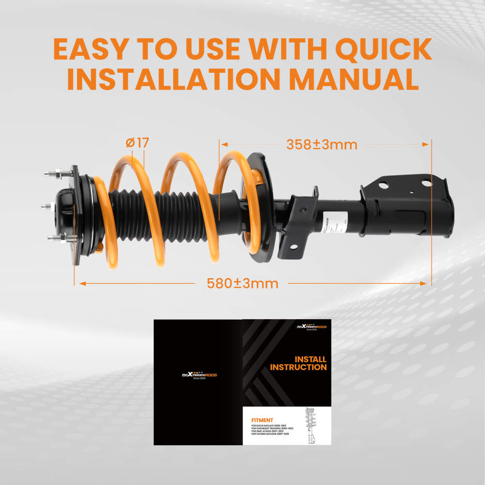 MaXpeedingrods Front Shock Struts Absorbers compatible for GMC Acadia ...