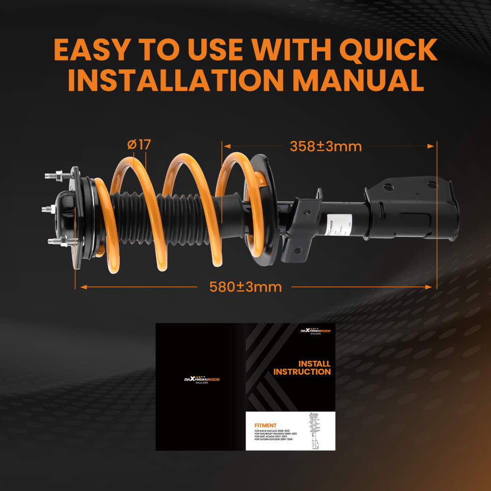 MaXpeedingrods Front Shock Struts Absorbers compatible for GMC Acadia ...