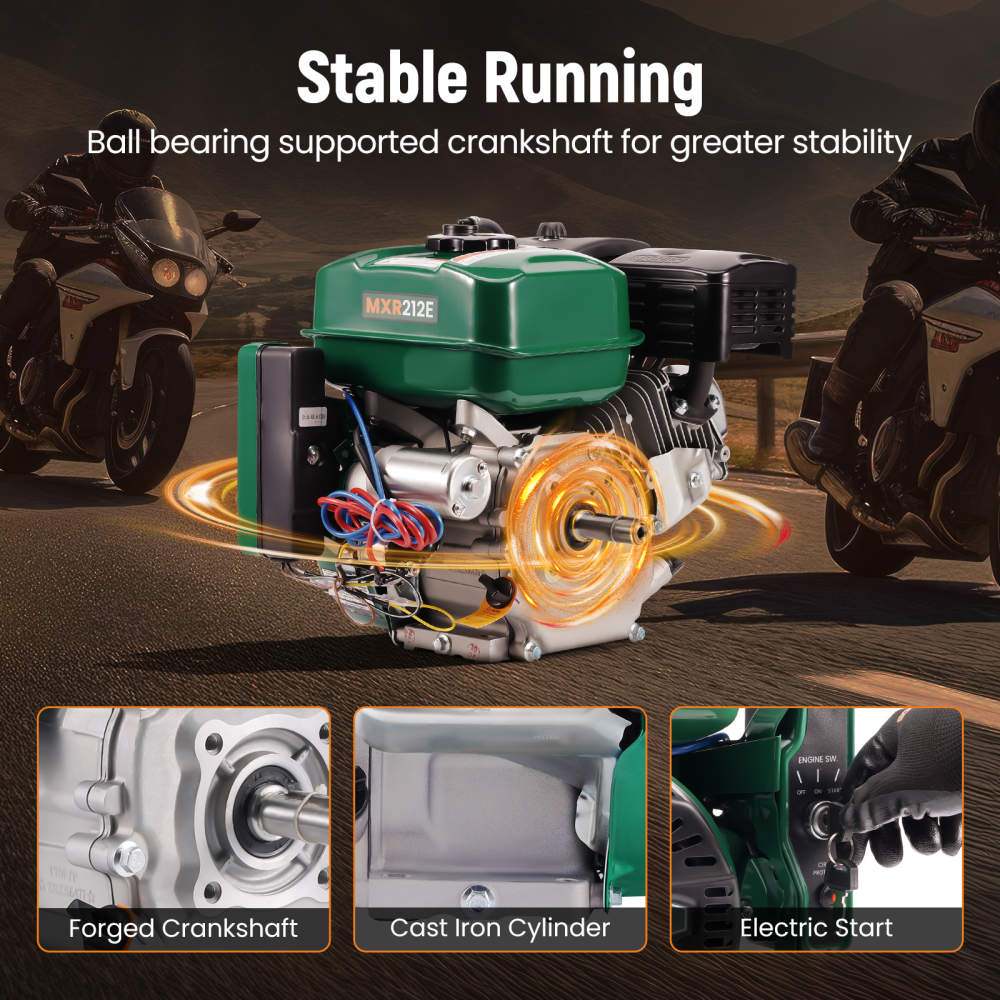 7HP Engine Motor Horizontal Electric Start Gasoline 212cc 4-Stroke ...