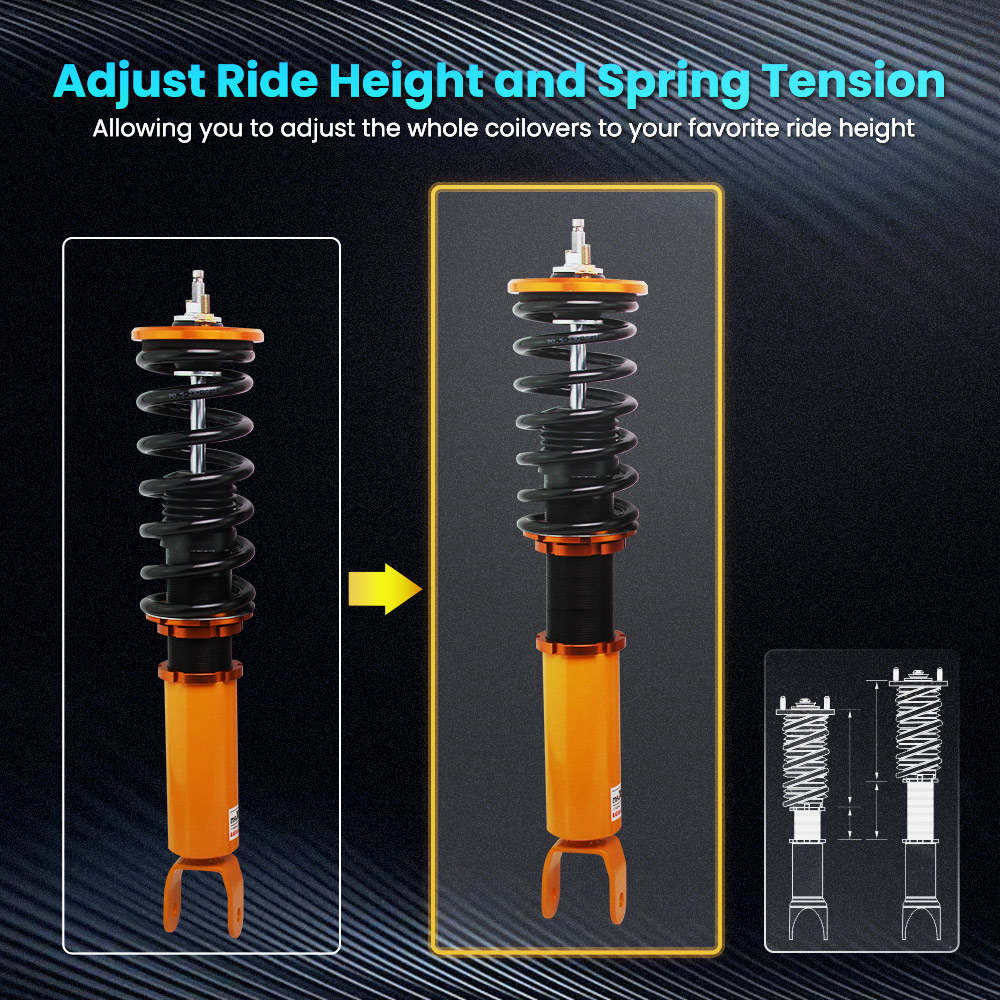 Yellow Nissan Fairlady Z 300ZX Z32 Adjustable 24 Way Coilover Shock ...