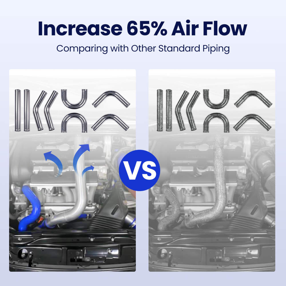 2.5 Inch 64mm universal aluminum intercooler turbo hose pipe piping new kit