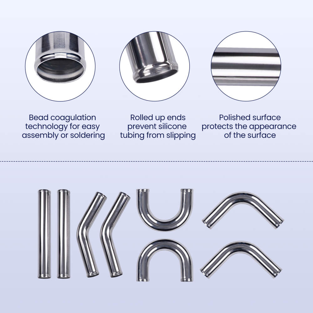 2.5 Inch 64mm universal aluminum intercooler turbo hose pipe piping new kit