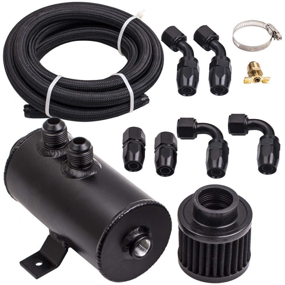 Aluminum Baffled Motor Engine Oil Catch Can for 0.75L with Hose Kit ...