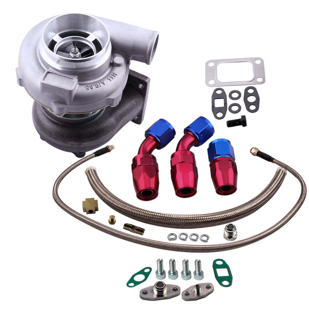 For GT30 GT3037 GT3076 Turbo charger 500HP 0.82 A/R + Oil Drain Return ...