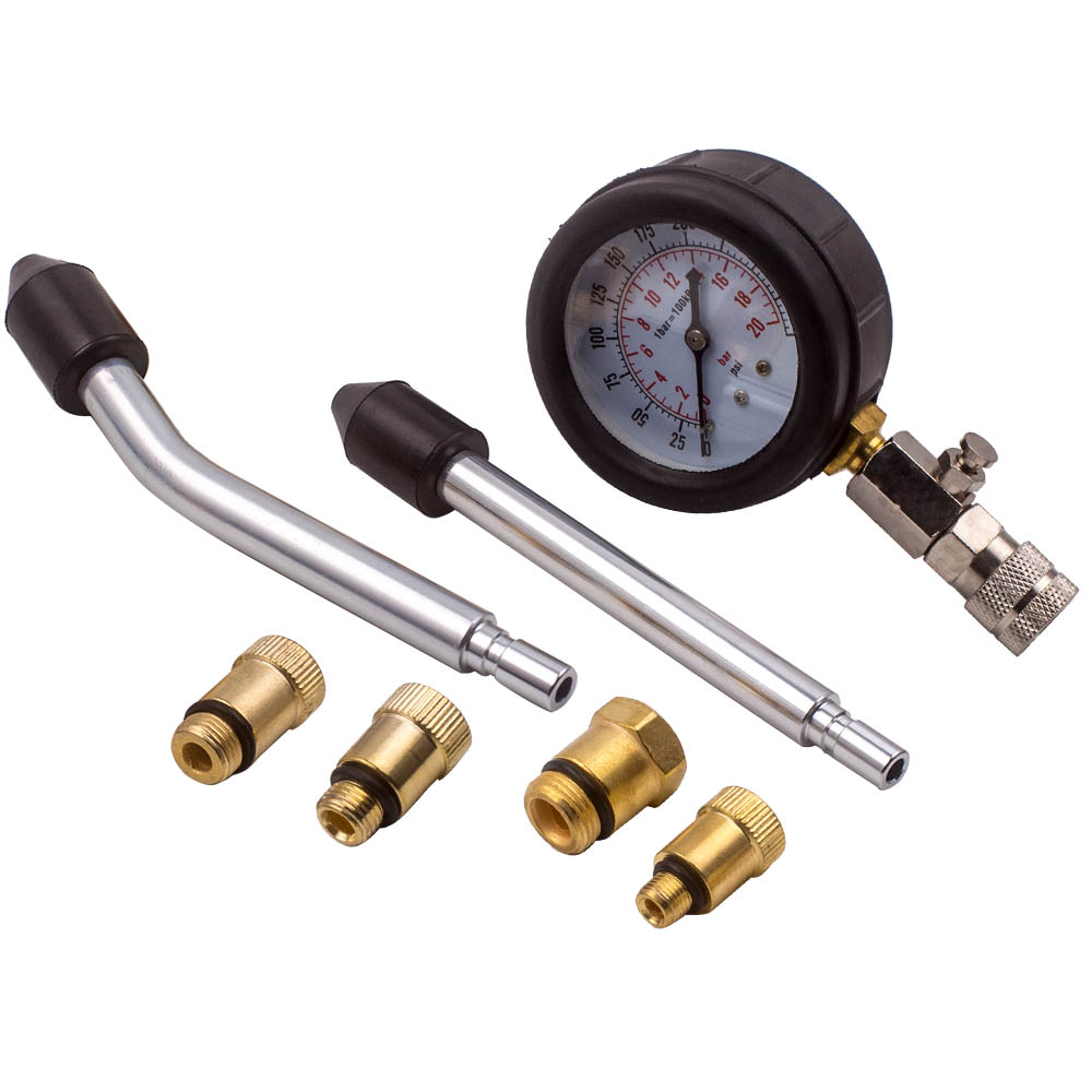 Petrol Engine Cylinder Compression Test Gauge Detector Kit For Motorbikes Cars