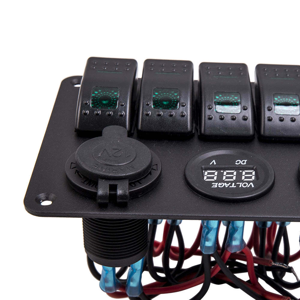 Universal 5 Gang On-Off LED Toggle Switch Panel 2USB 12V Charger ...