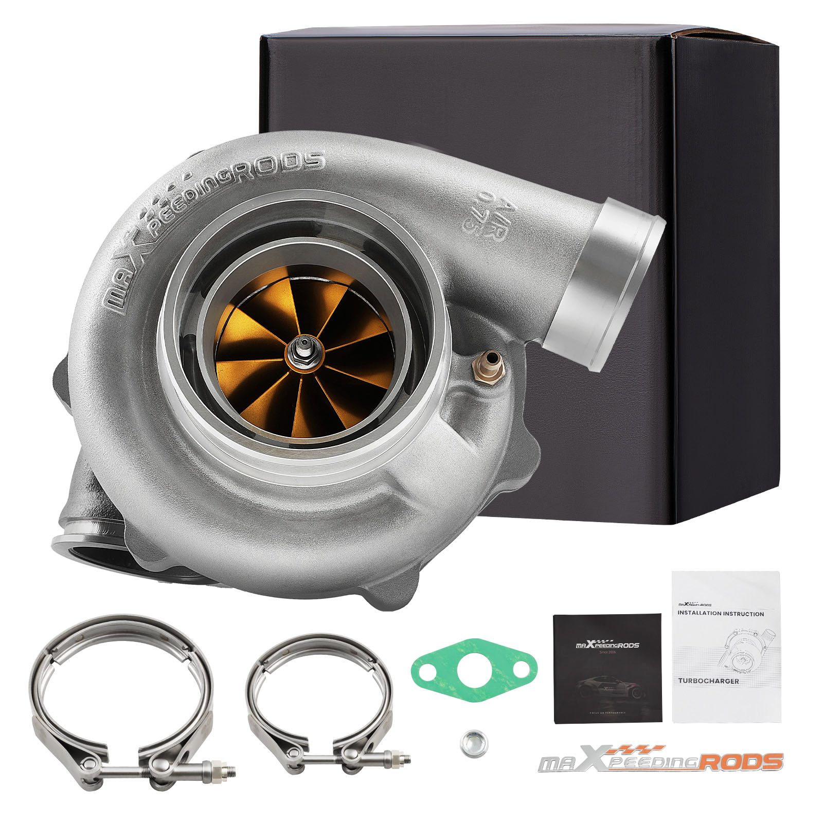 Buy 1050HP Universal Turbo Dual Ceramic Ball Bearing V band for 2.0L 5.5L engine and other parts on Maxpeedingrods