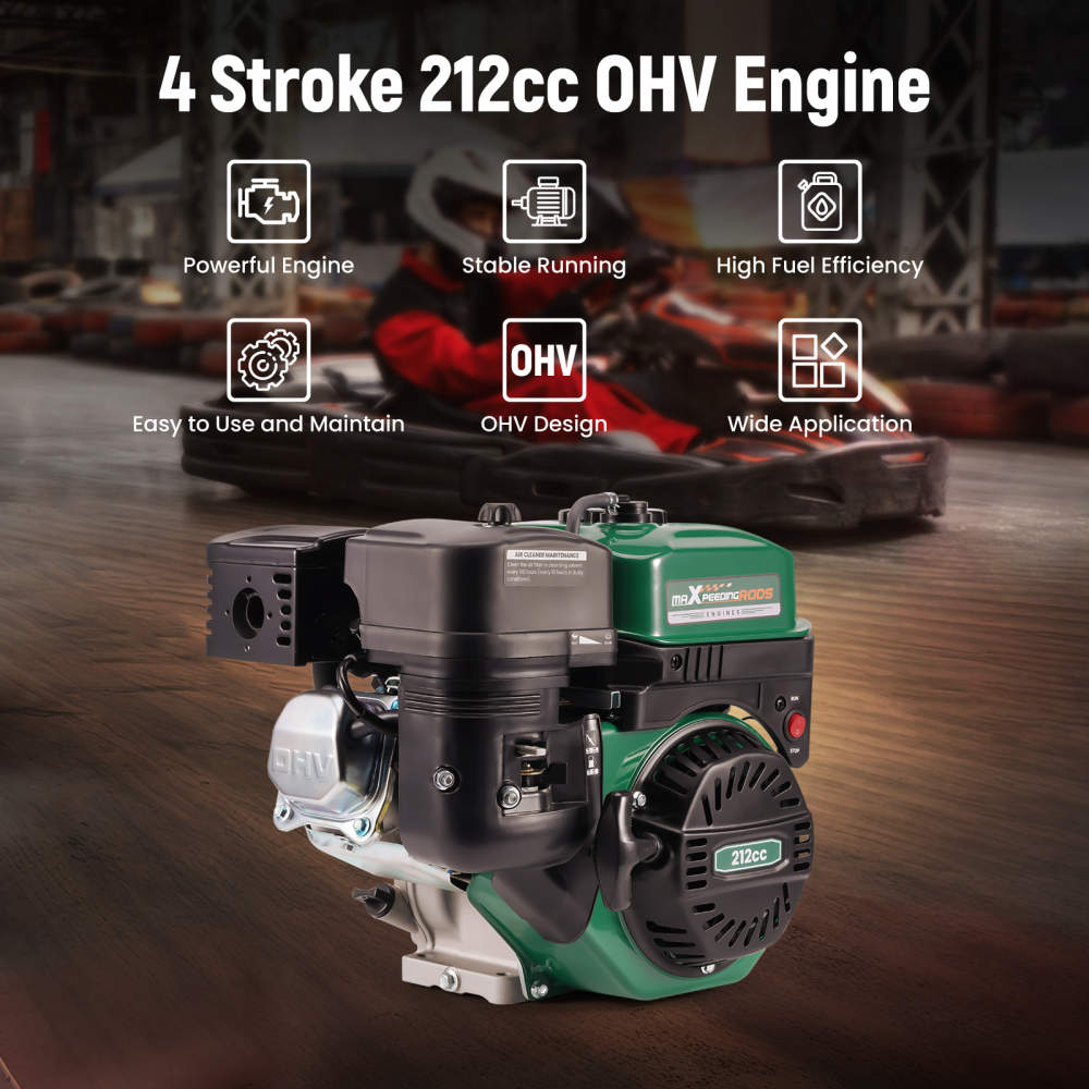 212cc 4-Stroke 7HP Gas Engine Motor Recoil Start Horizontal Log ...
