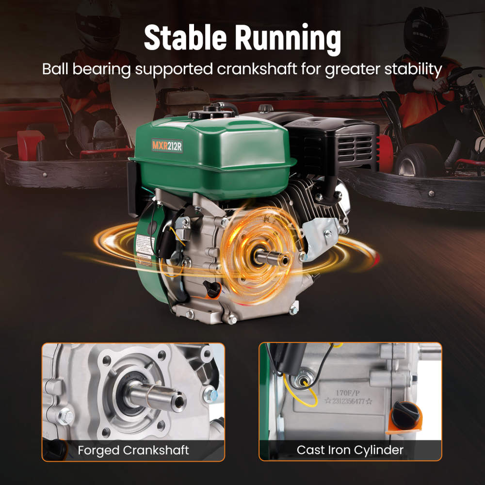 212cc 4-Stroke 7HP Gas Engine Motor Recoil Start Horizontal Log ...