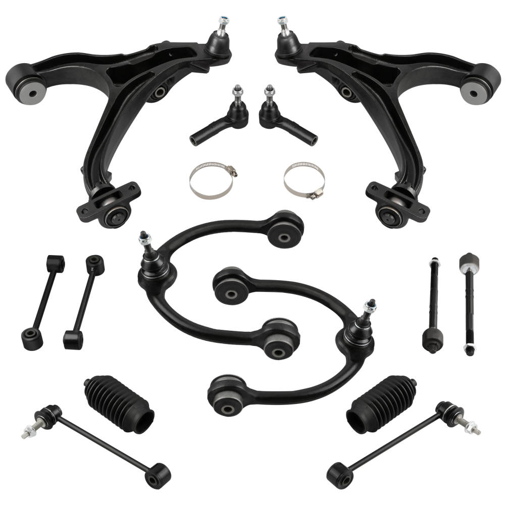 14x Front Upper Lower Control Arm Sway Bar Tie Rods compatible for Jeep ...